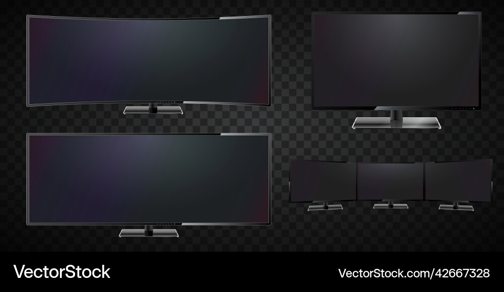 Realistic 3d collection of different screens Vector Image