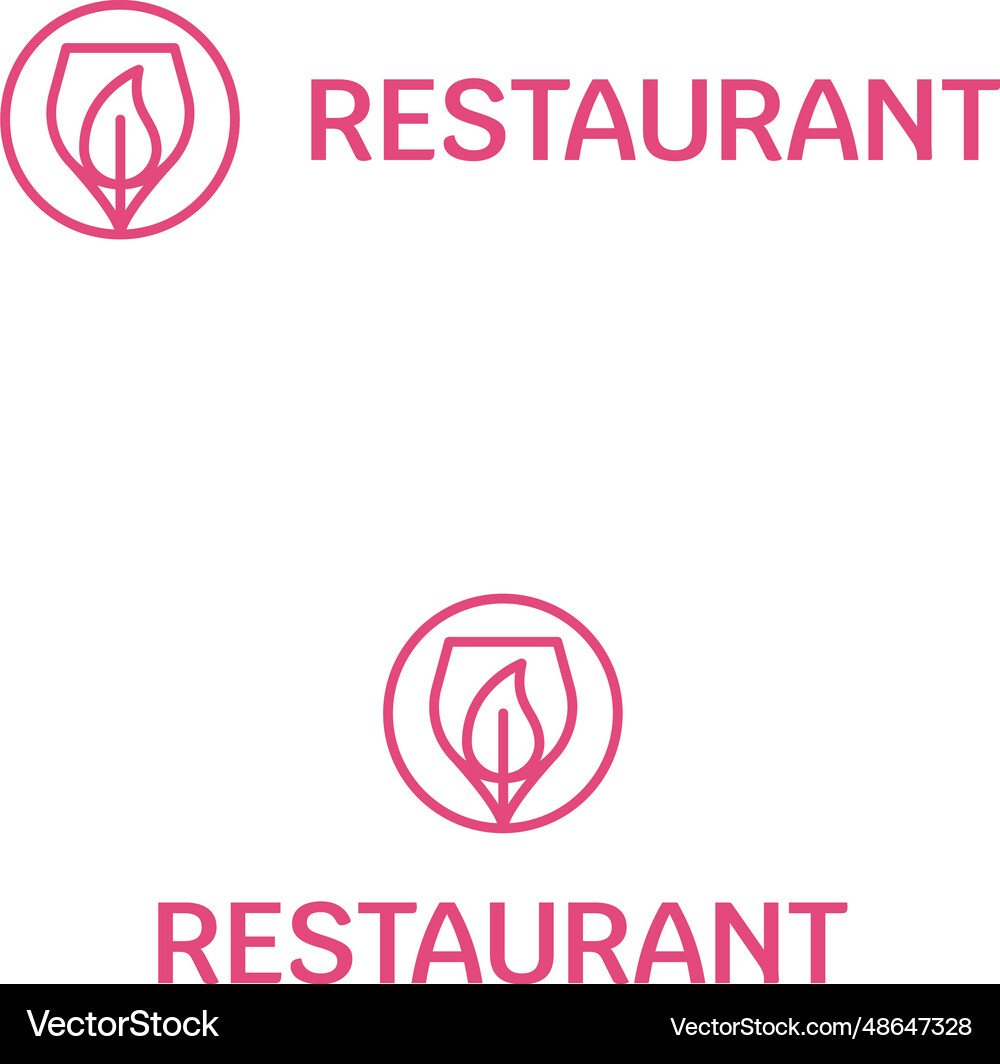 Restaurant text with wineglass and candle logo Vector Image