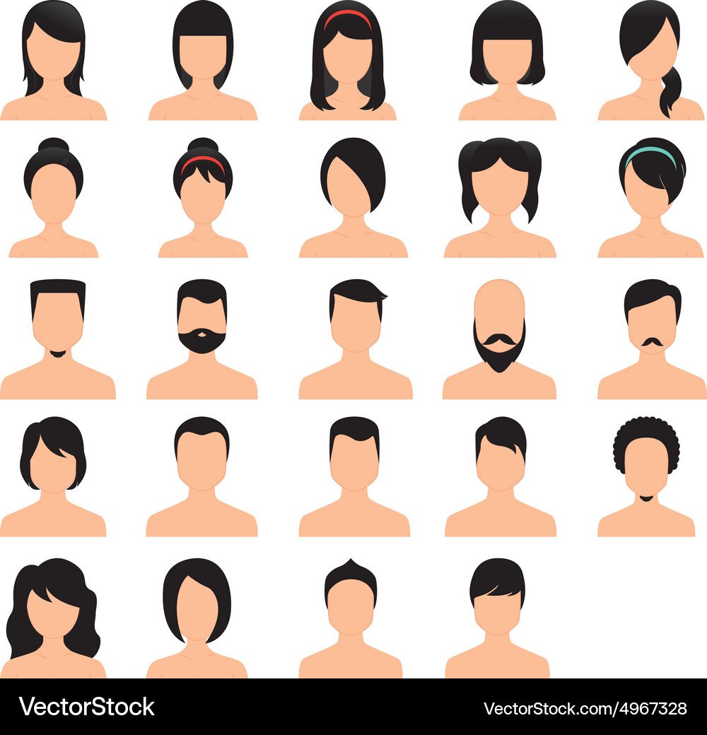 Set people profiles with different hair styles Vector Image