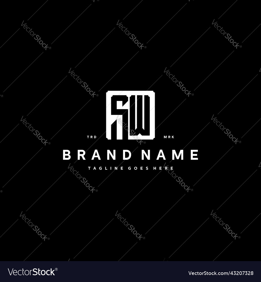 Sw monogram logo design with square rectangular Vector Image