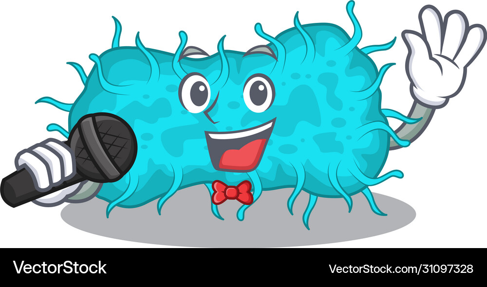 Talented singer bacteria prokaryote cartoon Vector Image