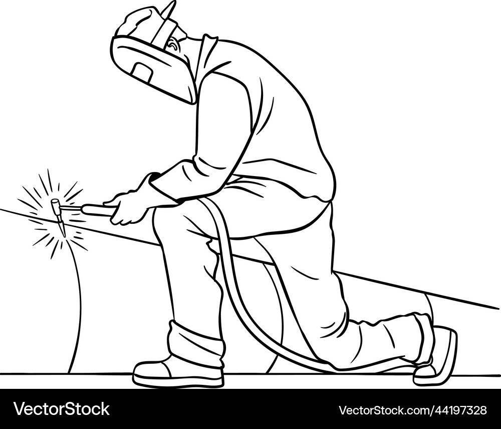 Welder isolated coloring page for kids Royalty Free Vector