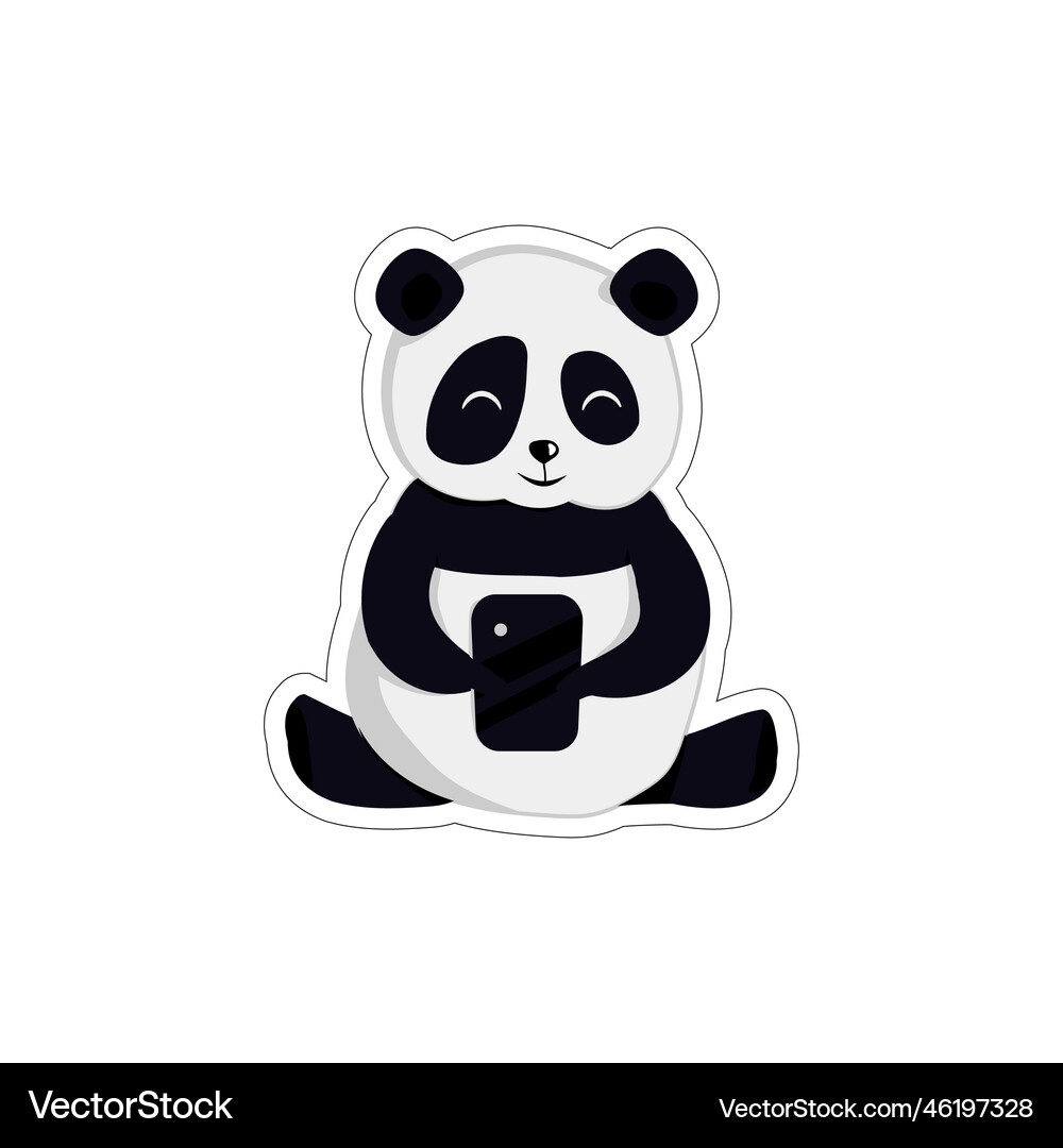 With a little cute panda who sits face forward Vector Image