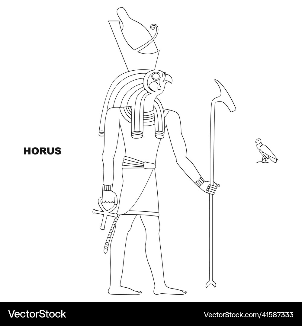 Ancient Egyptian Deity Horus Outline Royalty Free Vector