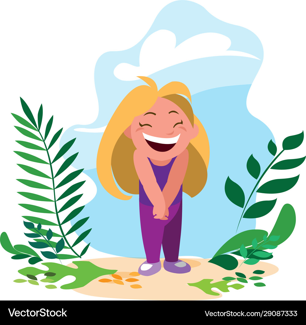 Cute girl smiling and playing outdoors Royalty Free Vector