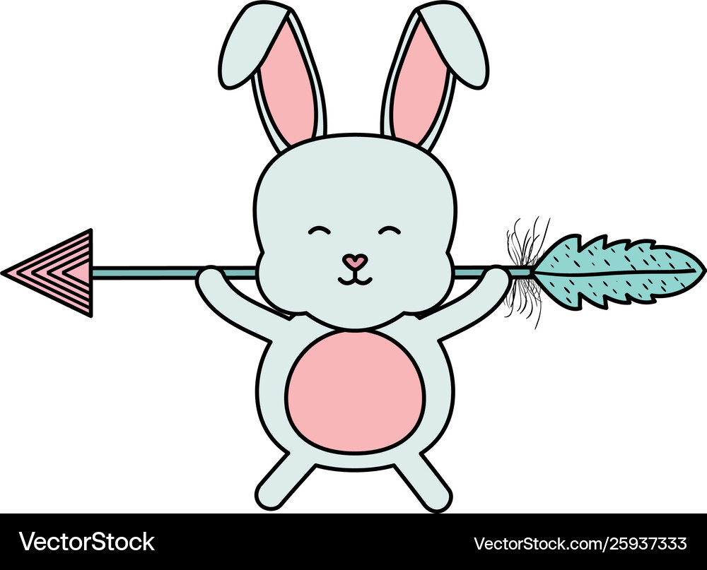 Cute little rabbit with arrows and feathers Vector Image