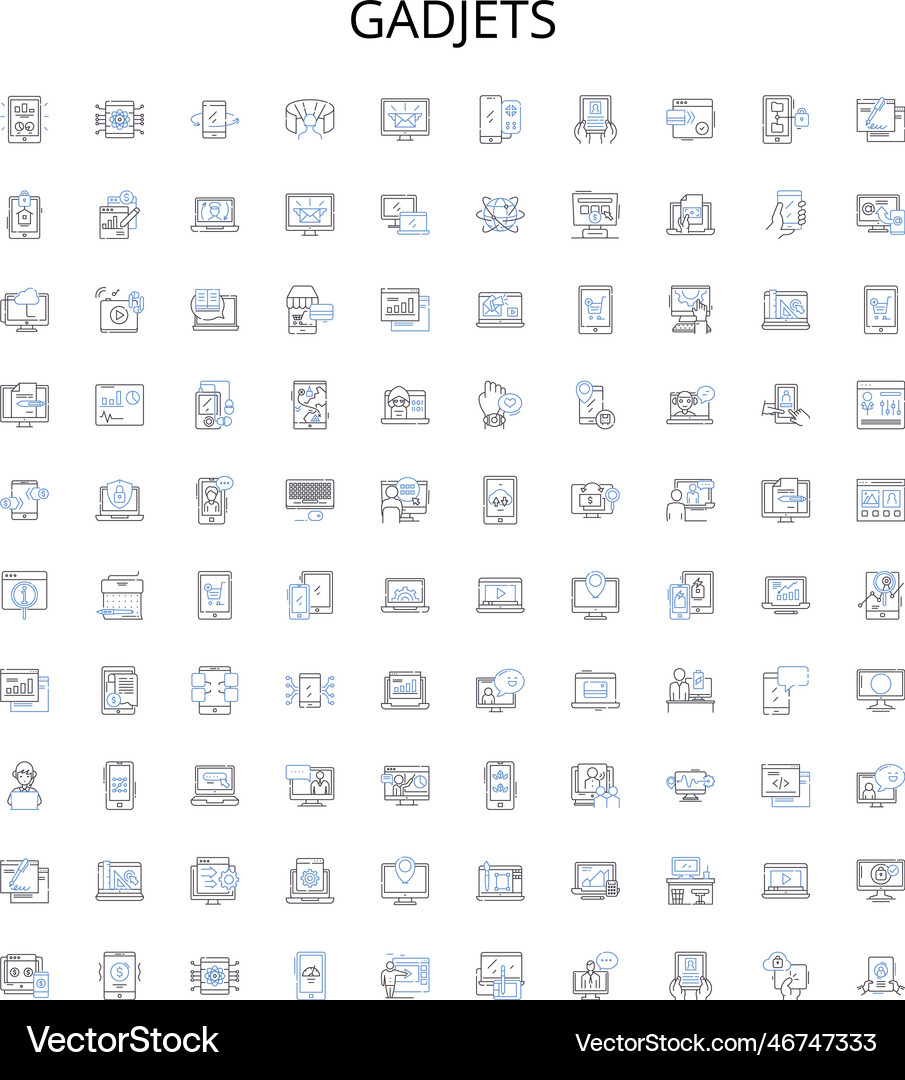 Gadjets outline icons collection gadgets Vector Image