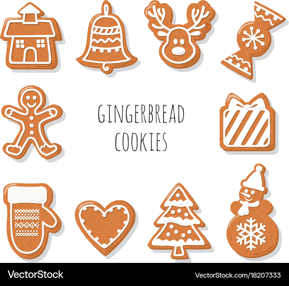 Gingerbread cookies set christmas decorative Vector Image