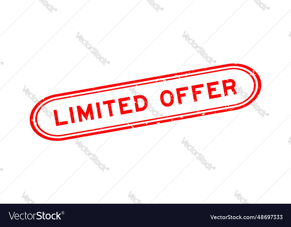 Grunge red limited offer word rubber seal stamp Vector Image