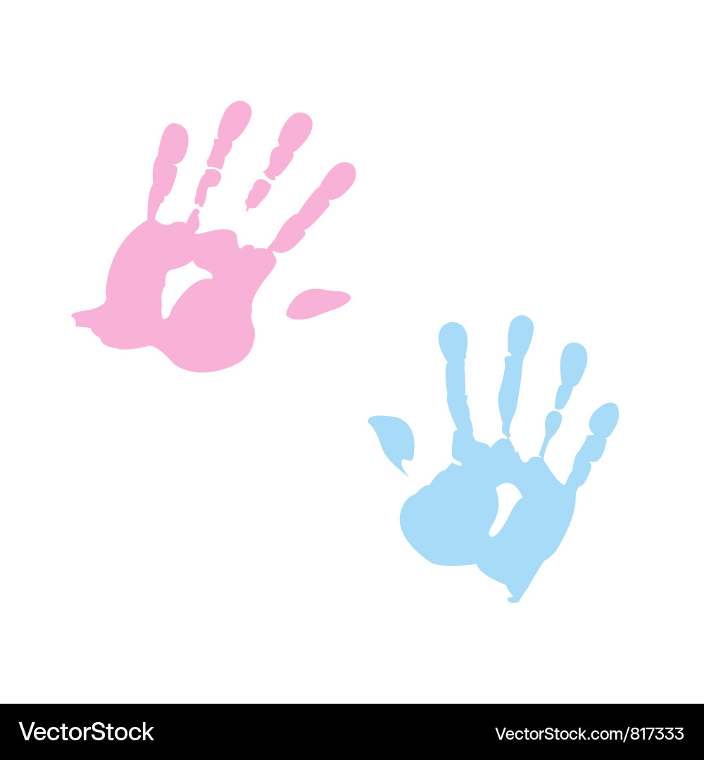 Handprint girl and boy Royalty Free Vector Image