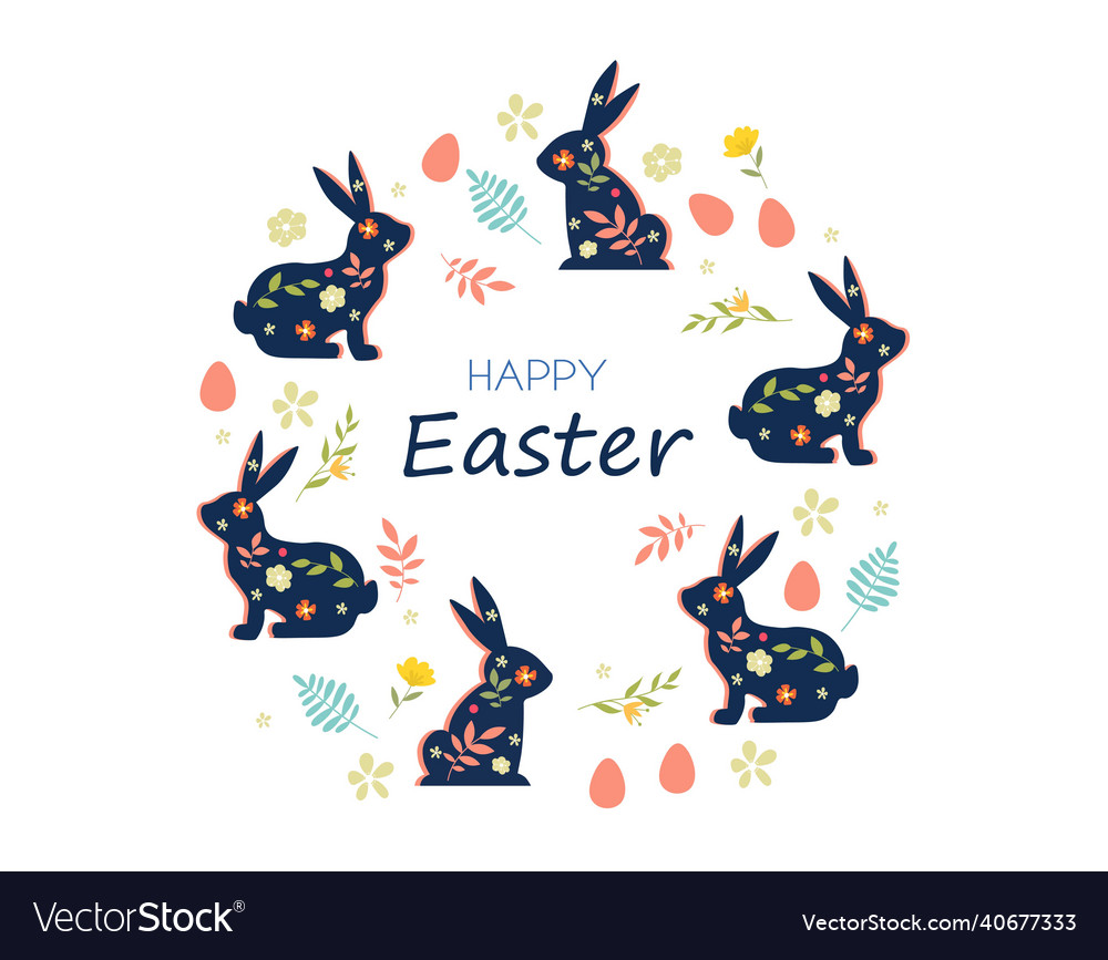 Happy easter circle Royalty Free Vector Image - VectorStock