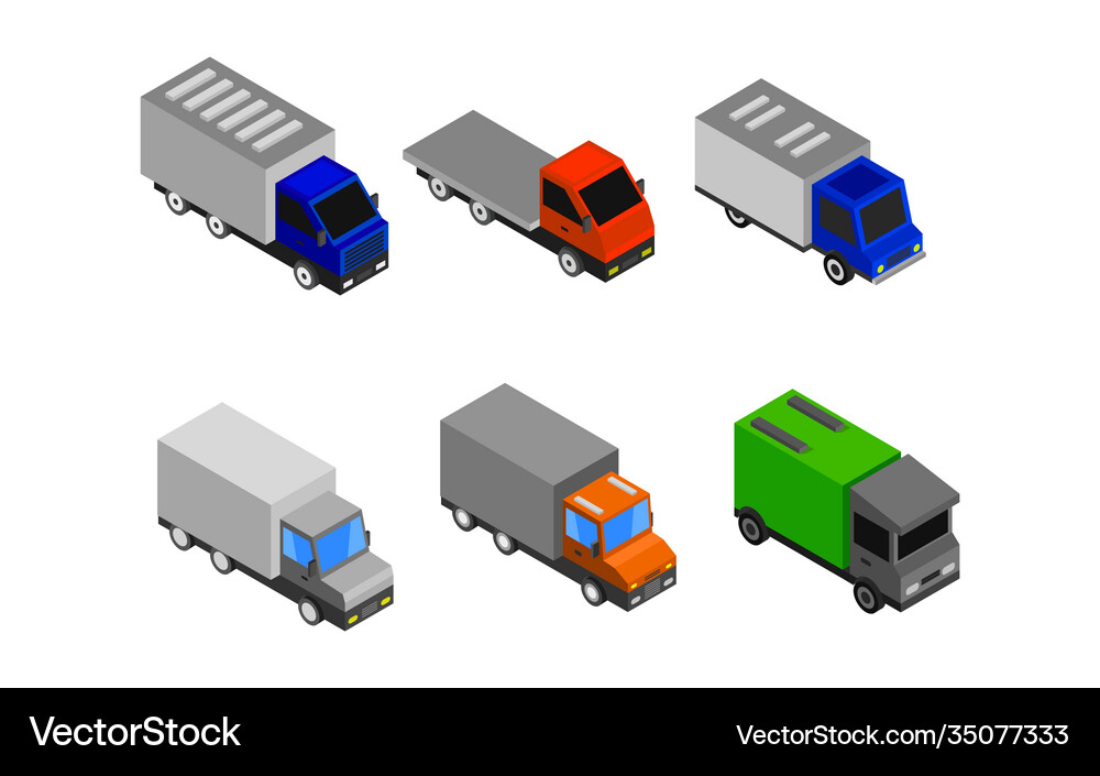 Isometric truck set Royalty Free Vector Image - VectorStock