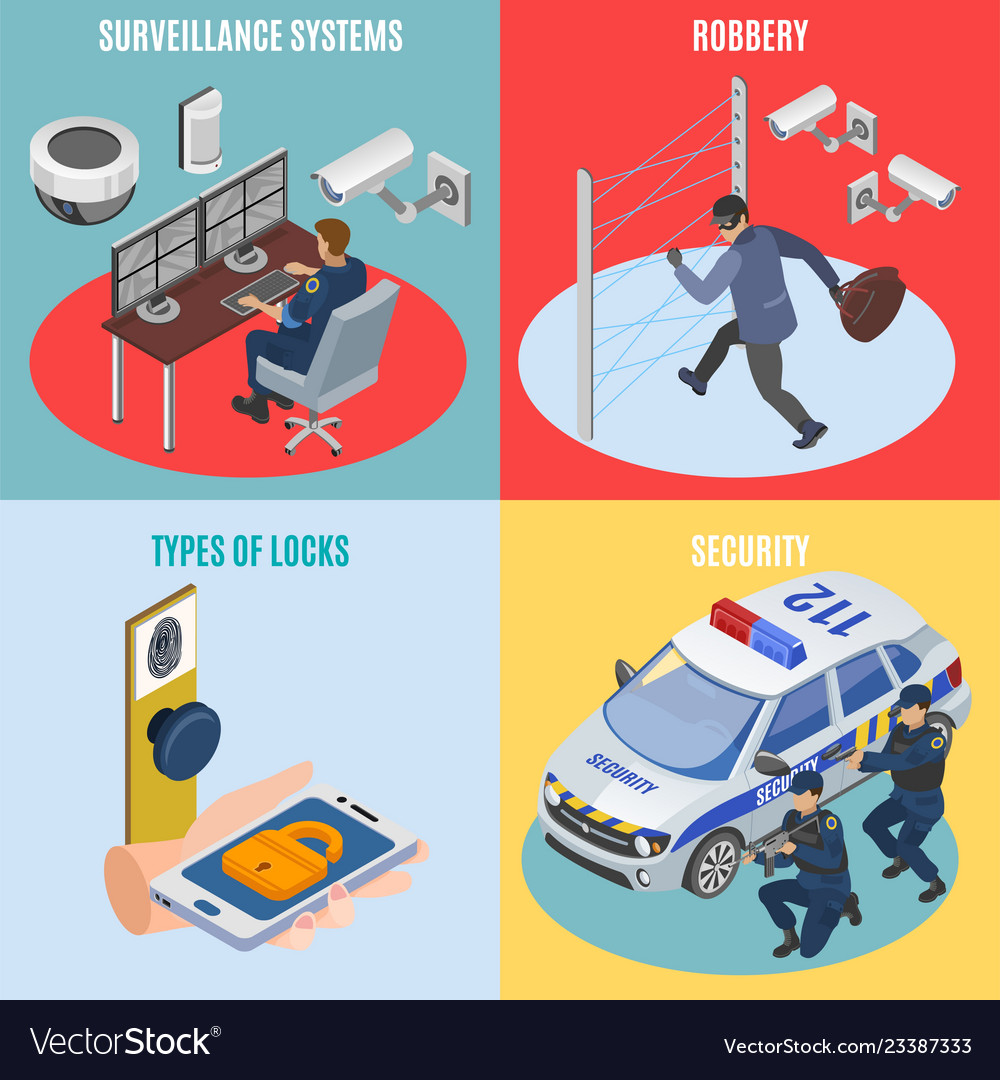 Security systems isometric concept Royalty Free Vector Image