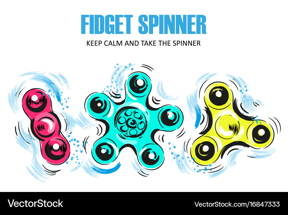 Set of hand spinning machine rotation Royalty Free Vector