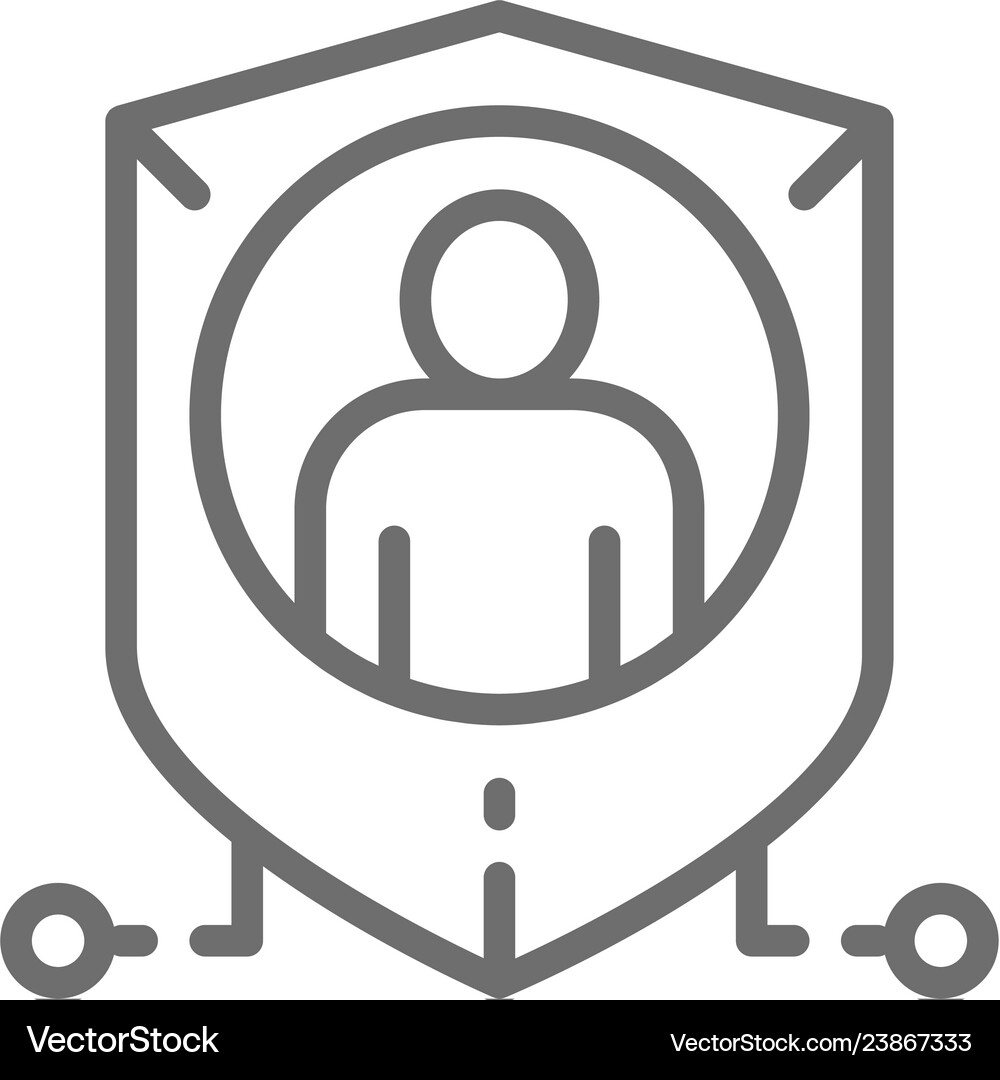 Shield with person personal protection privacy Vector Image