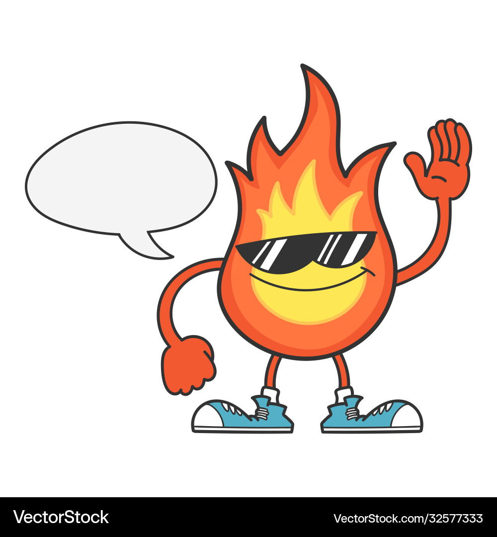 Smiling fireball with sunglasses cartoon Vector Image