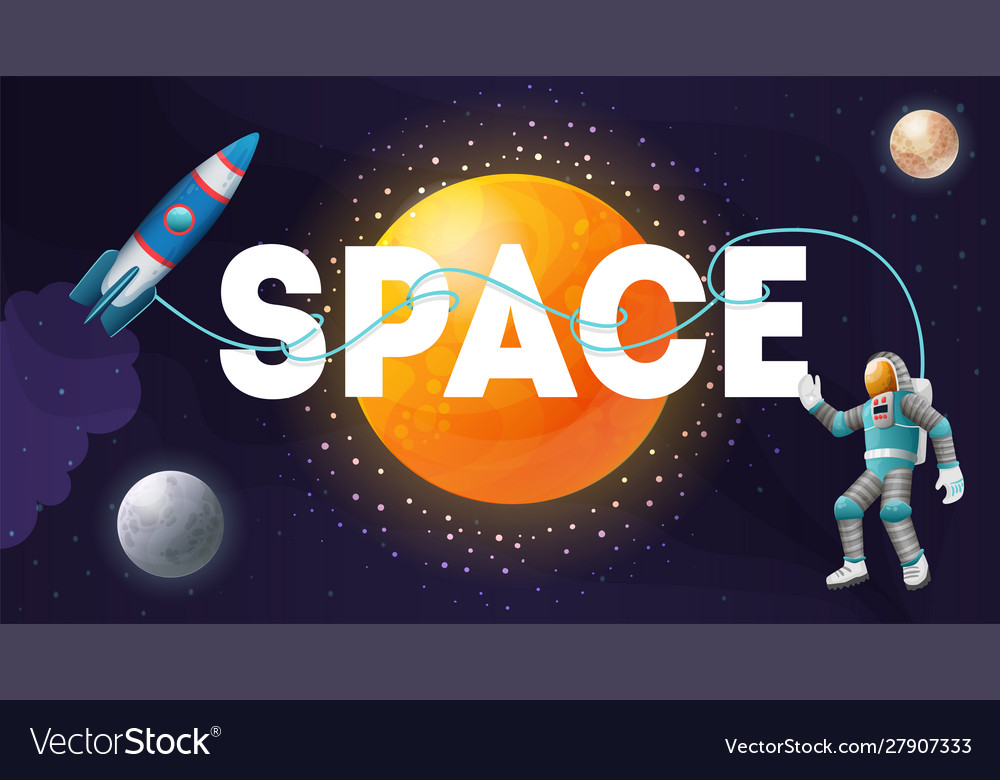 Space composition poster header Royalty Free Vector Image