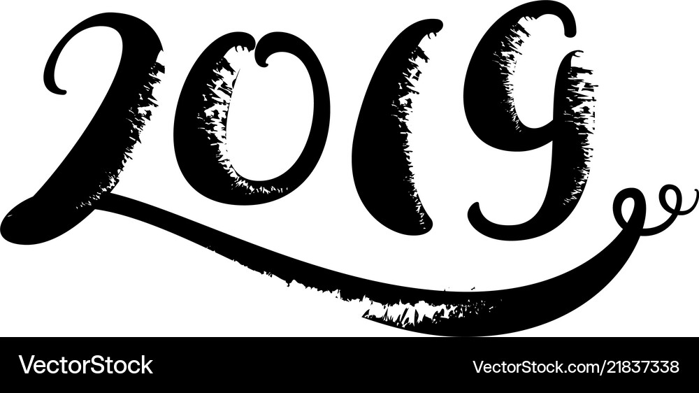 2019 new year calendar text number puffy tail Vector Image
