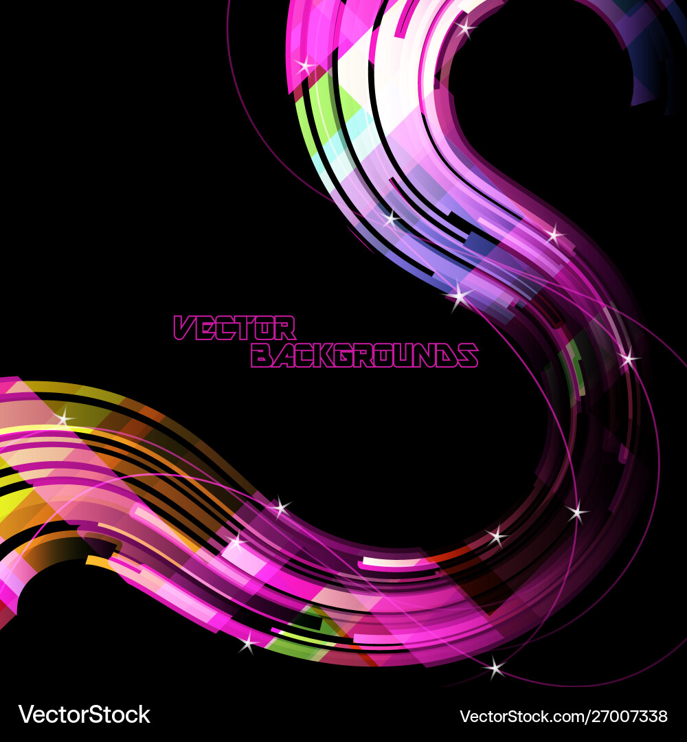 Abstract curved colors on a black scene Royalty Free Vector