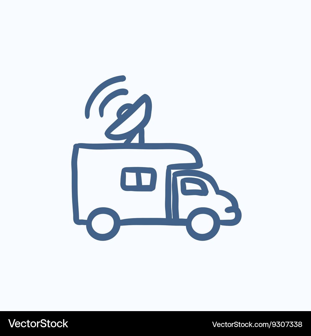 Broadcasting van sketch icon Royalty Free Vector Image
