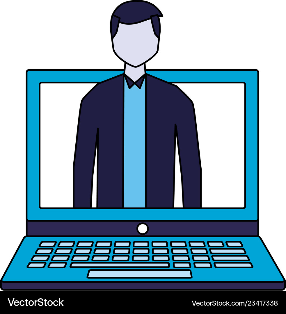Businessman on screen laptop Royalty Free Vector Image