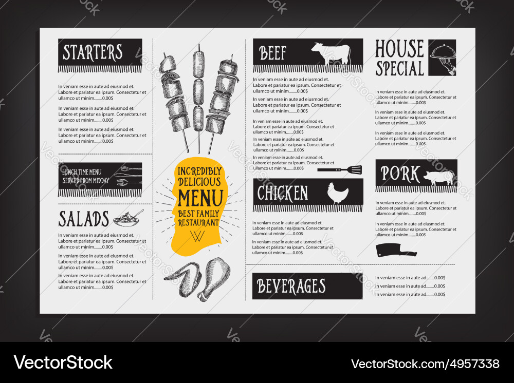 Cafe menu restaurant brochure food design template