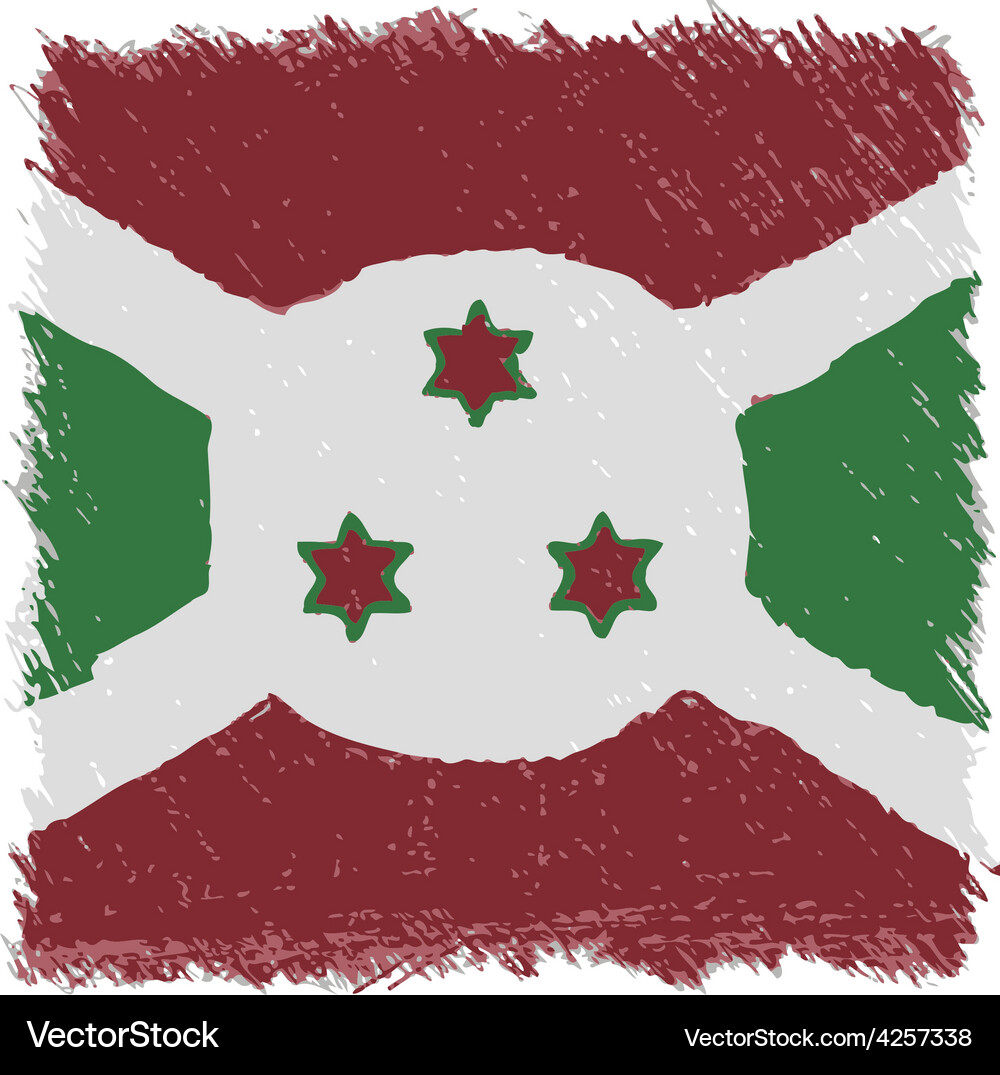 Flag of burundi handmade square shape Royalty Free Vector