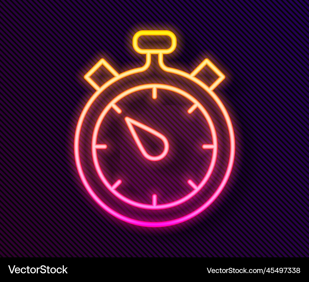Glowing neon line stopwatch icon isolated Vector Image