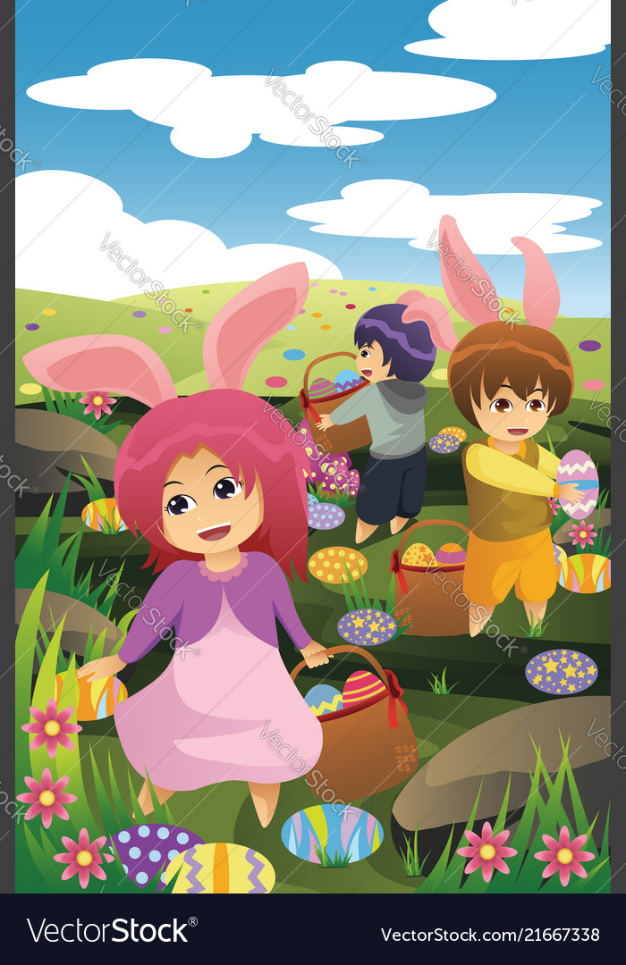 Kids celebrating easter Royalty Free Vector Image