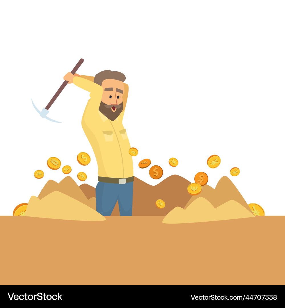 Miner working workers with pickaxe smashing Vector Image