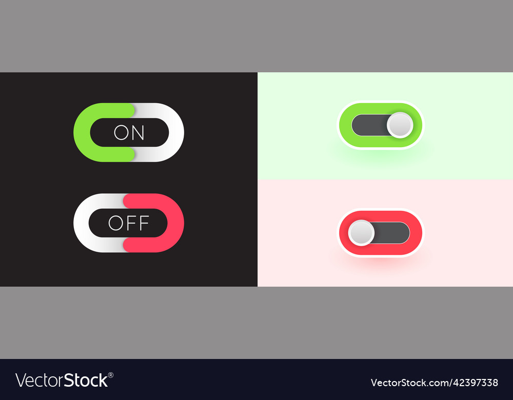 Set of on and off toggle switch buttons modern Vector Image