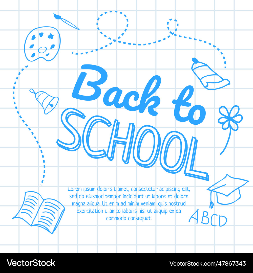 Back to school inscription on squared paper Vector Image