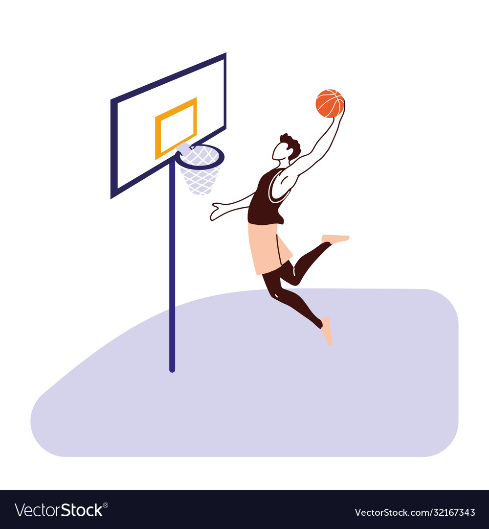 Basketball player man with ball jumping Royalty Free Vector