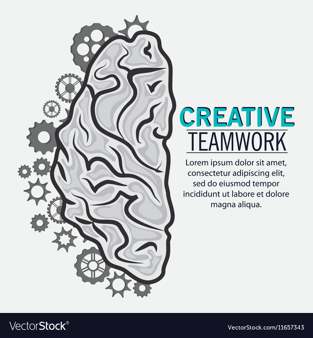 Brain of creative teamwork concept Royalty Free Vector Image