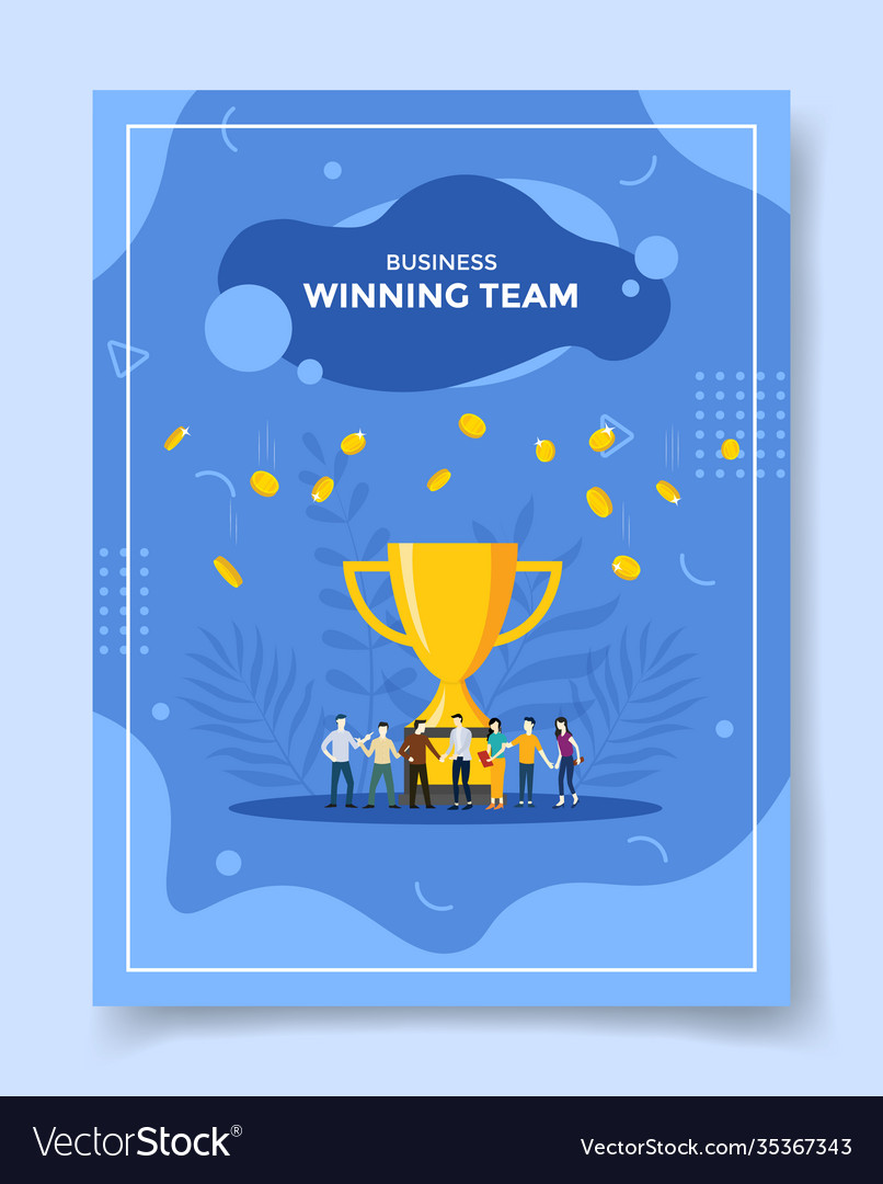 Business winning team people front big trophy Vector Image Business winning team people front big trophy Vector Image