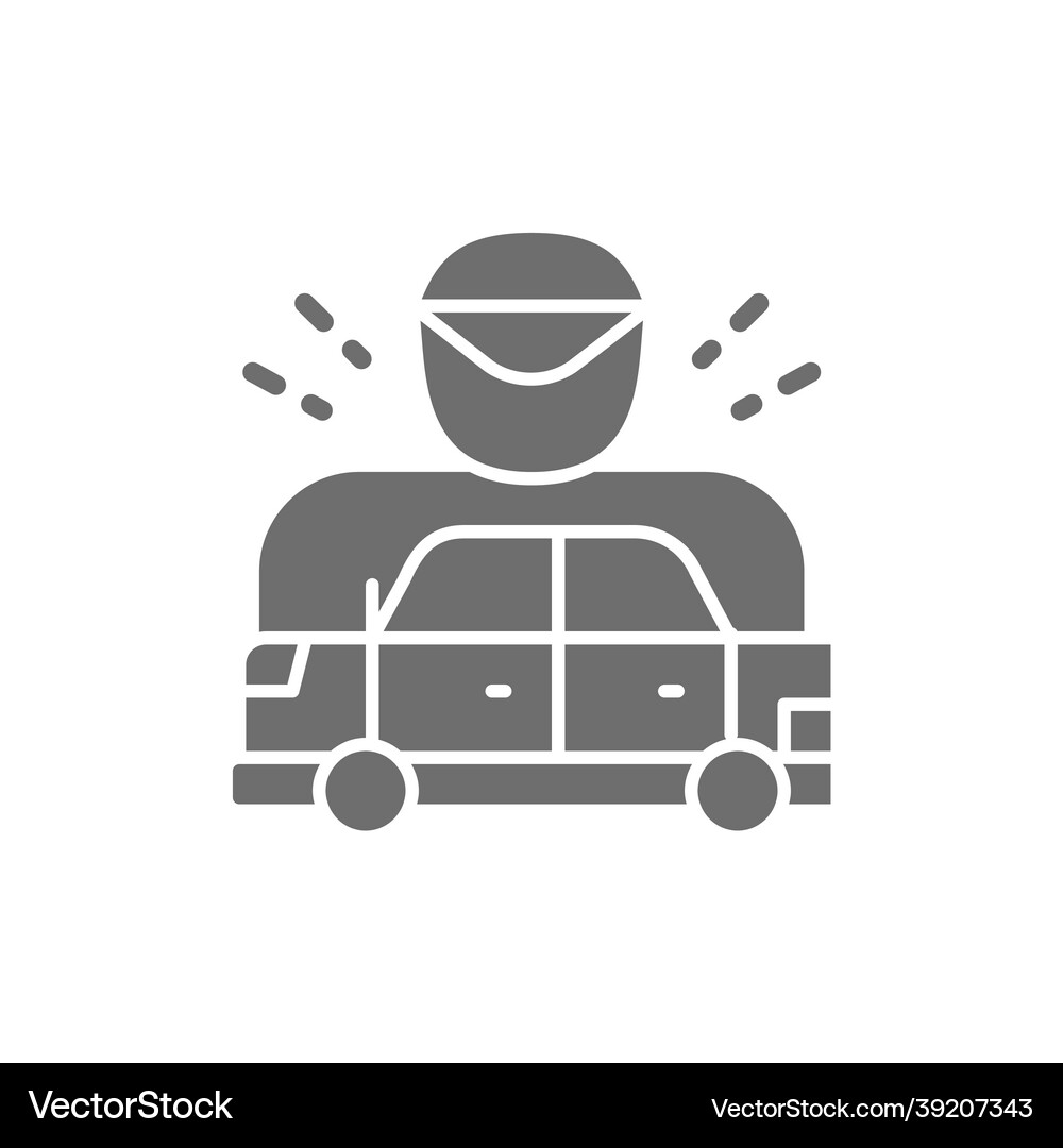 Car was stopped by policeman racing grey icon Vector Image