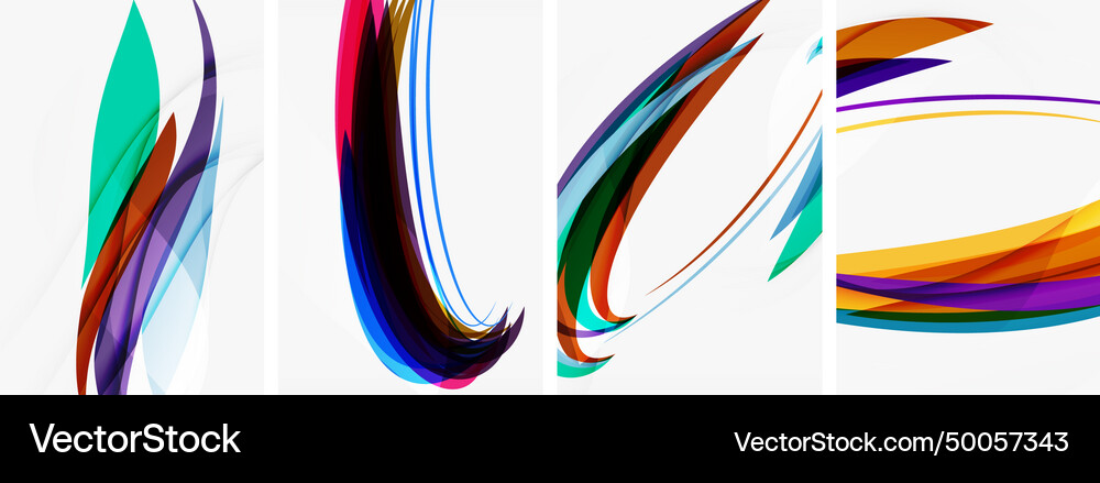 Colorful wave lines poster set for wallpaper Vector Image