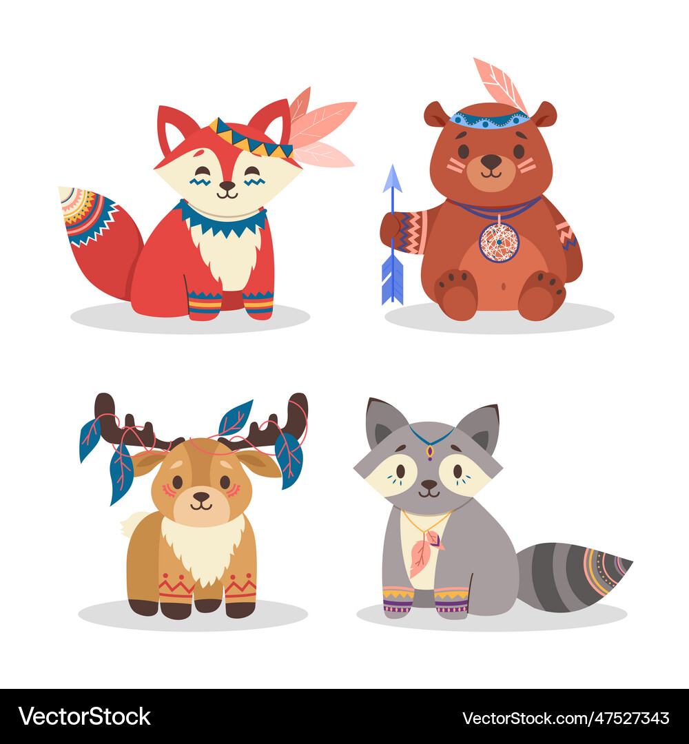 Cute woodland animals set Royalty Free Vector Image