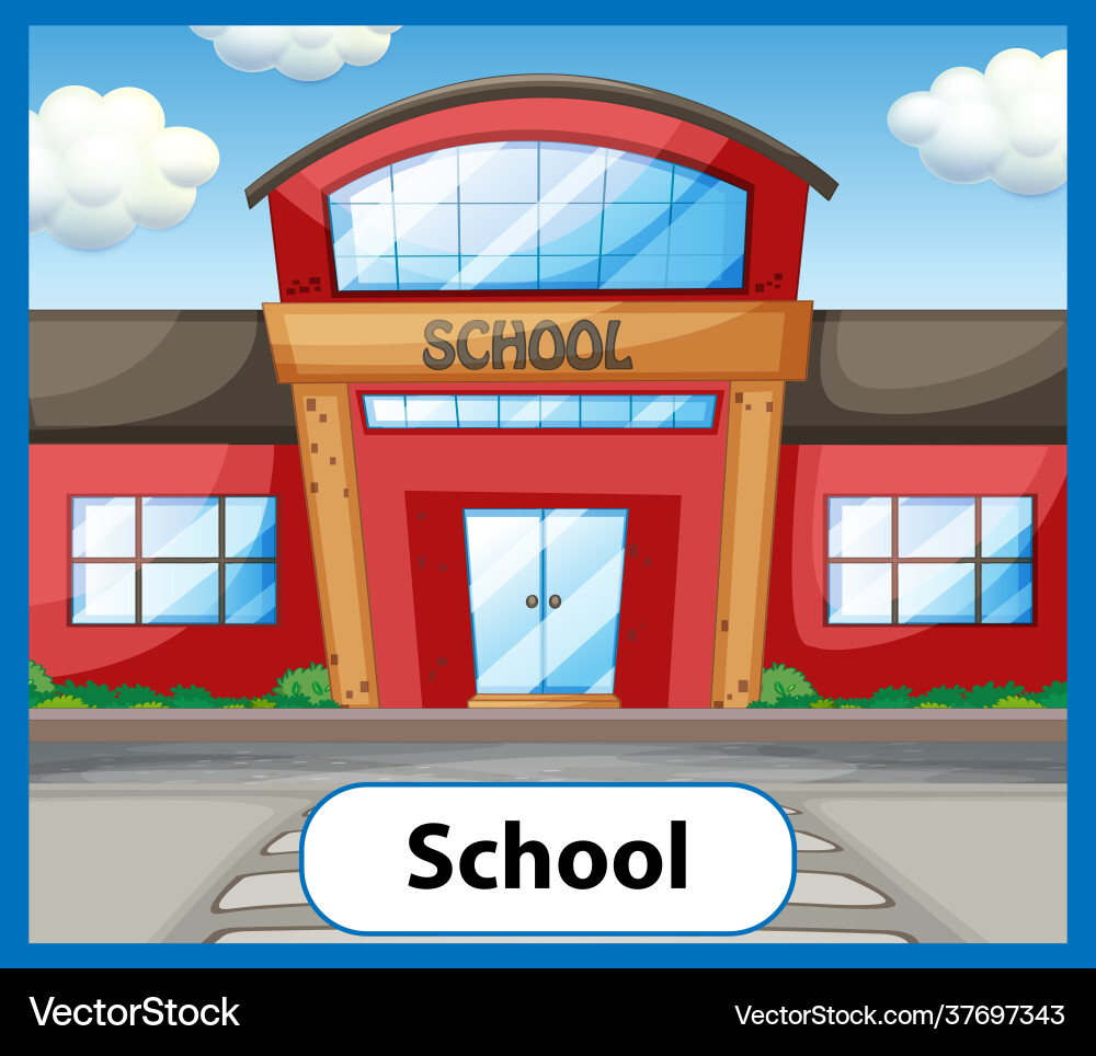 Educational english word card school Royalty Free Vector
