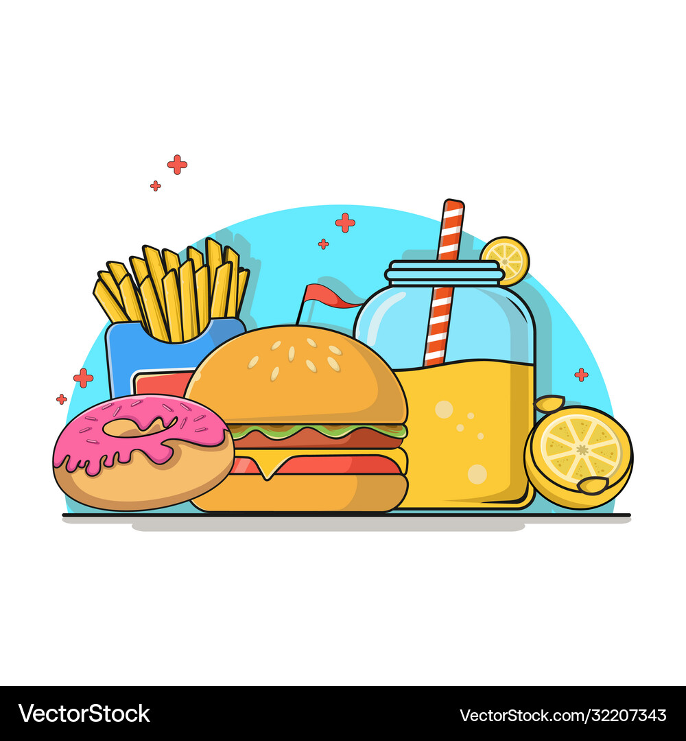 Flat design fast food in line art design Vector Image