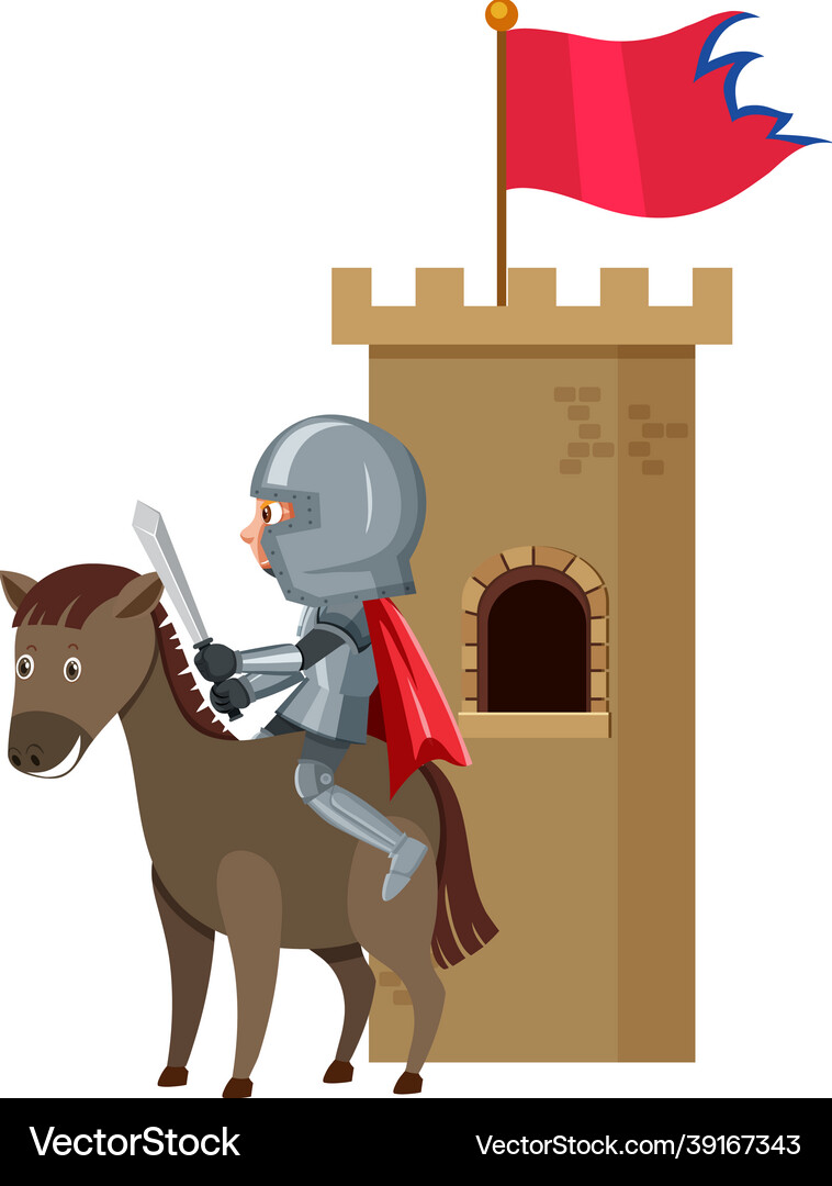 Knight cartoon character on white background Vector Image