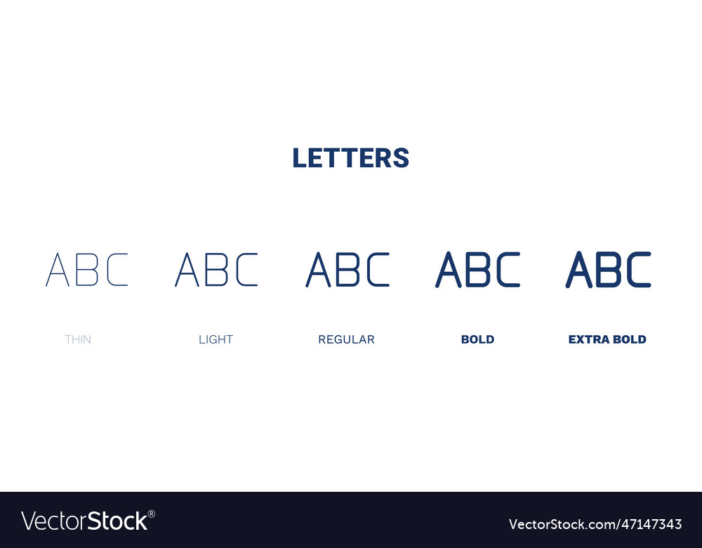 Letters icon thin light regular bold black Vector Image