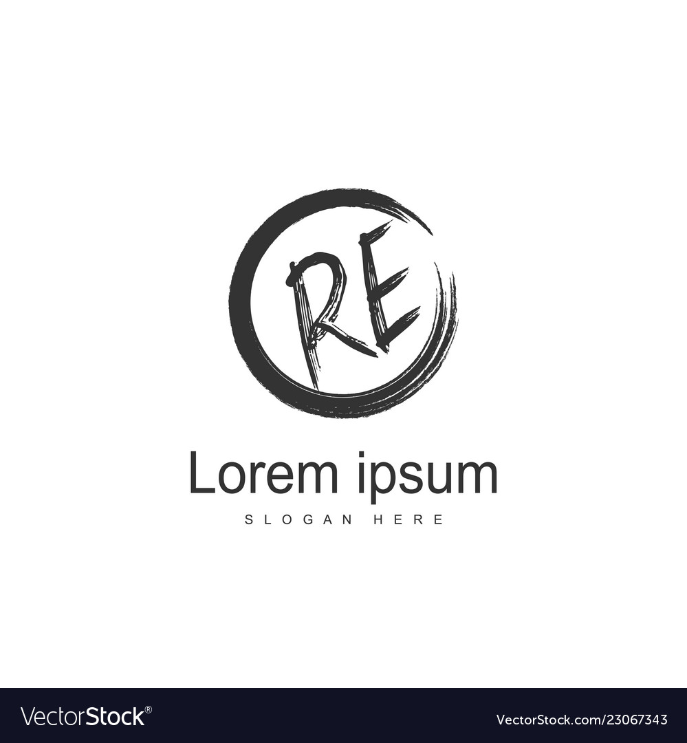 Re logo template design initial letter Royalty Free Vector