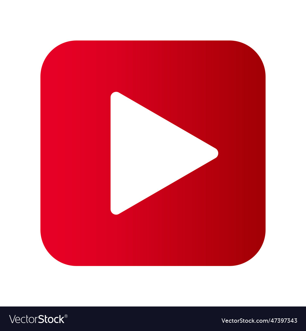 Red play button icon with gradation Royalty Free Vector