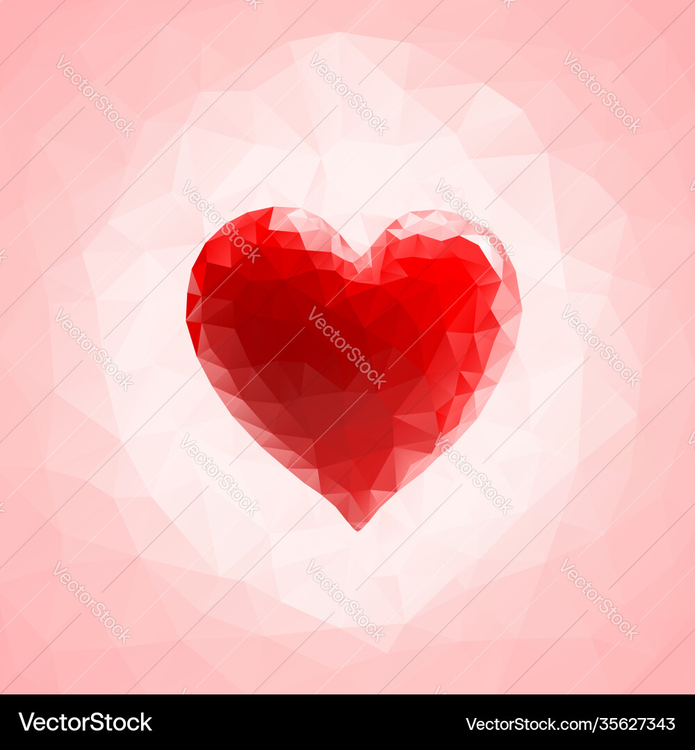Red triangular heart Royalty Free Vector Image