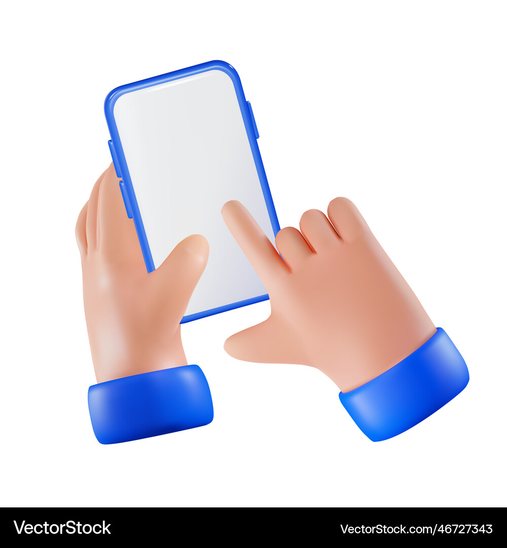 Render of a human hand with a mobile phone Vector Image