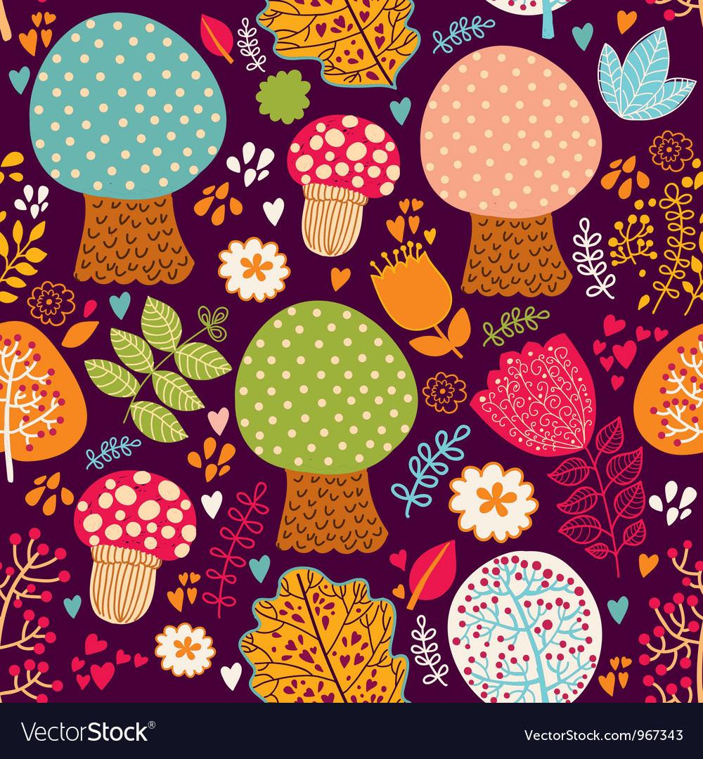 Seamless cute trees pattern Royalty Free Vector Image