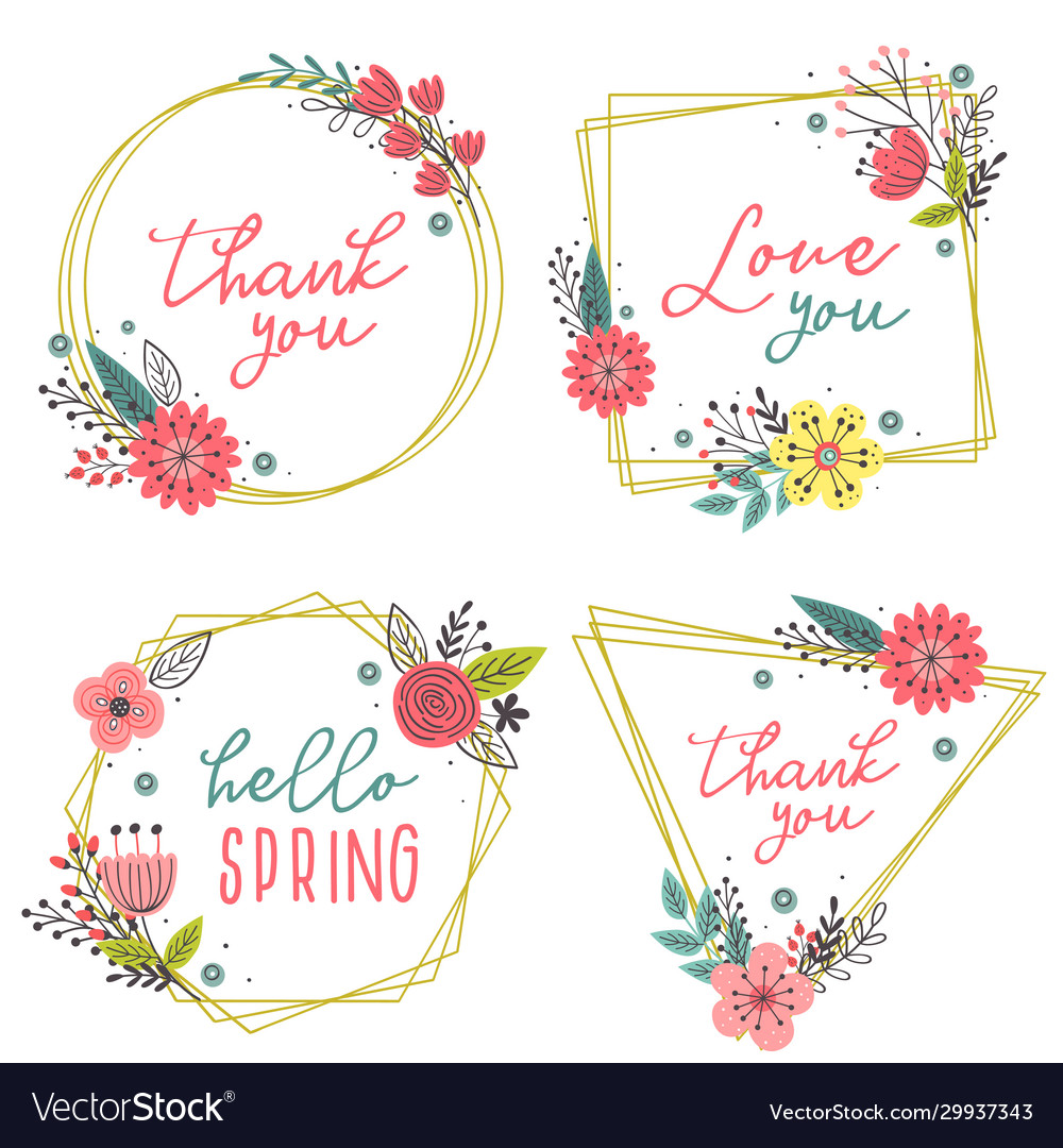 Set isolated gold geometric floral frames Vector Image