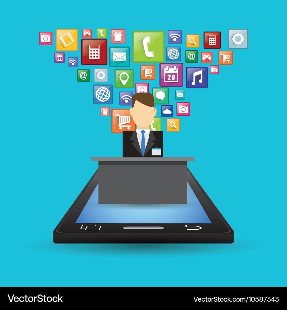 Smartphone receptionist and hotel digital apps Vector Image