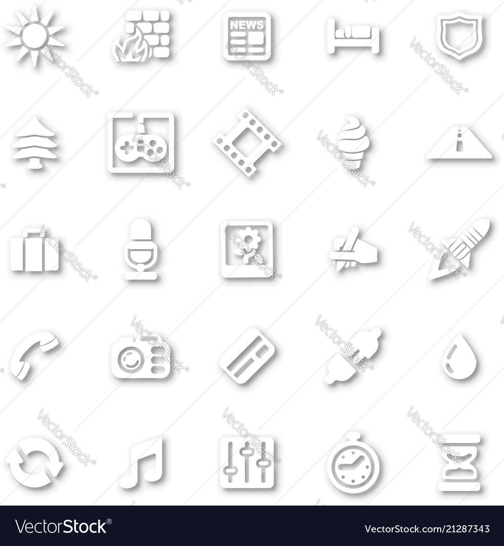 White minimalist icon set Royalty Free Vector Image